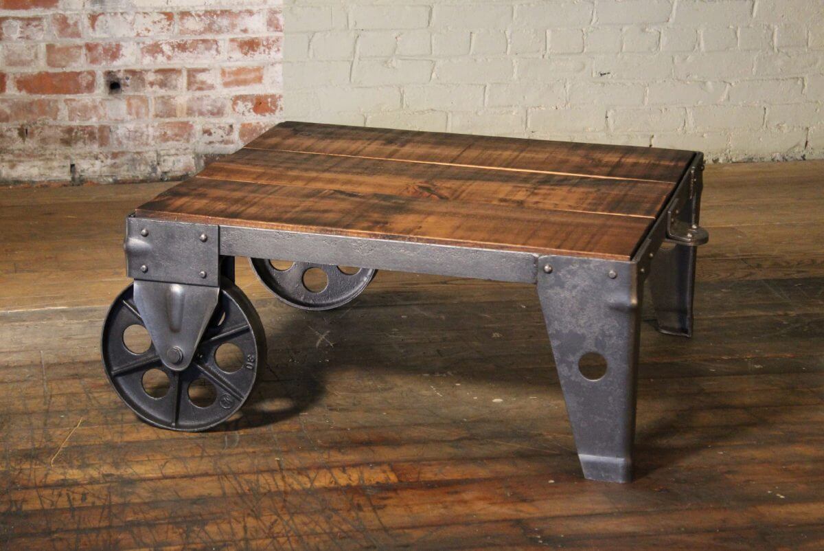 Vintage Industrial Square Hitch Cart / Coffee Table - Vintage ...