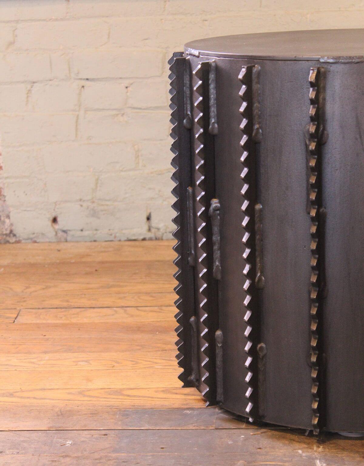 Rare Brutalist End Tables (Pair of All-Steel Industrial-Tumblers ...