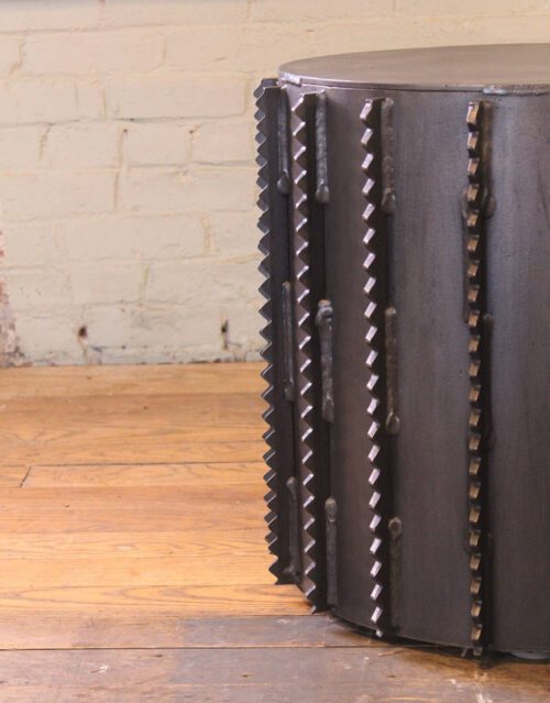 Rare Brutalist End Tables (Pair of All-Steel Industrial-Tumblers ...