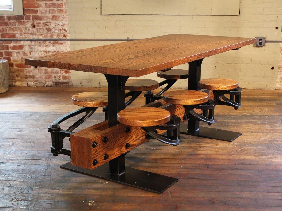 The Original Swing-Out Seat Table - Dining Height with Oak Top ...