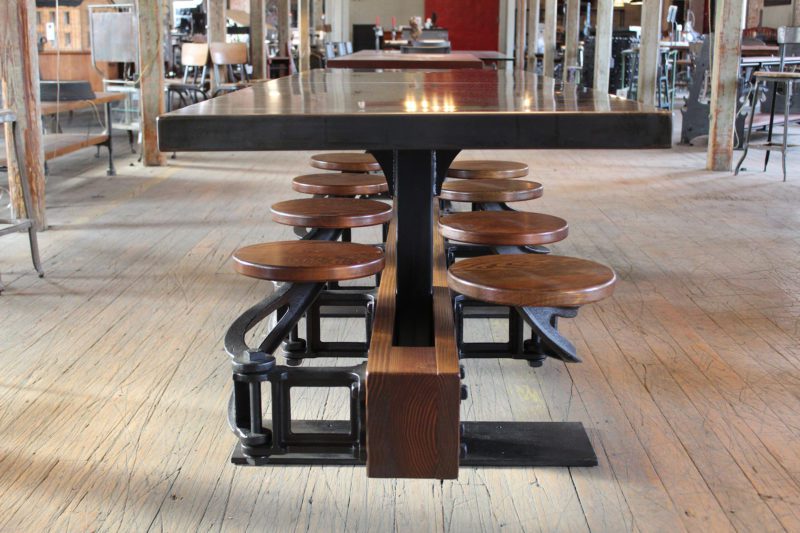 The Original Swing-Out Seat Table - Dining Height with Steel Top ...