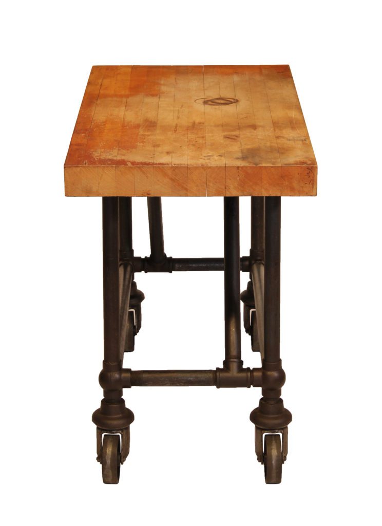 Original American Industrial Butcher Block Pipe Table / Bar Cart - SOLD ...