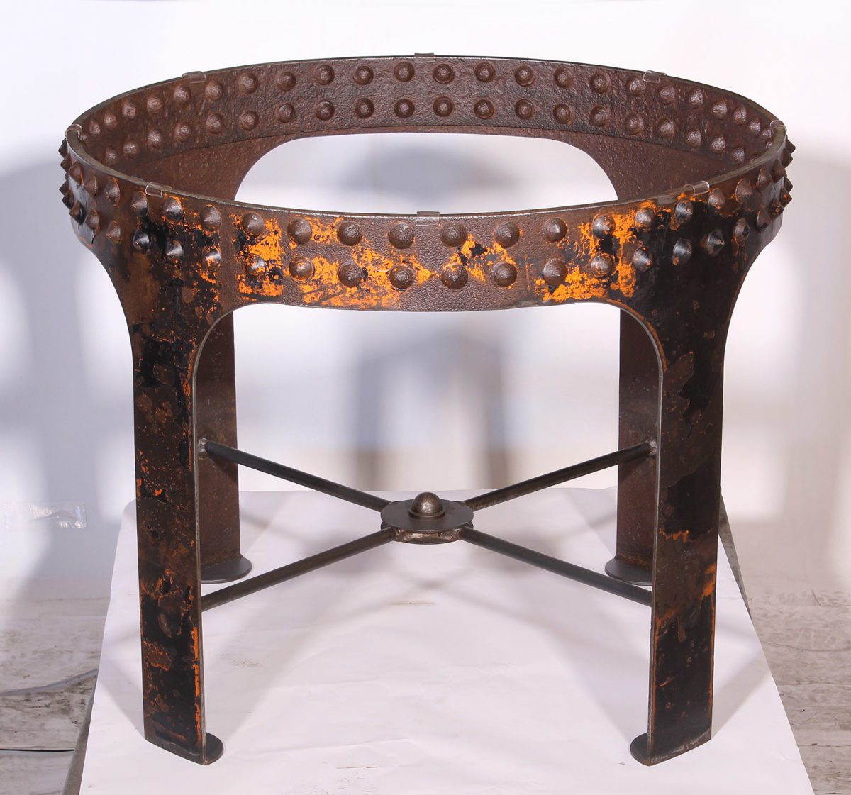 Round Steel Riveted Dining Table Base - SOLD - Vintage Industrial by ...