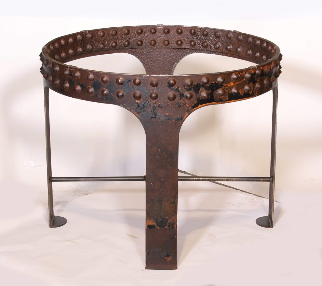 Round Steel Riveted Dining Table Base - SOLD - Vintage Industrial by ...