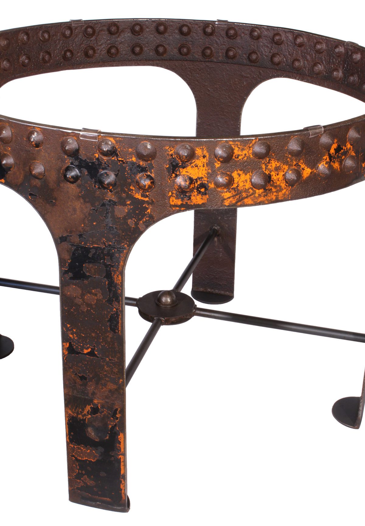 Round Steel Riveted Dining Table Base - SOLD - Vintage Industrial by ...