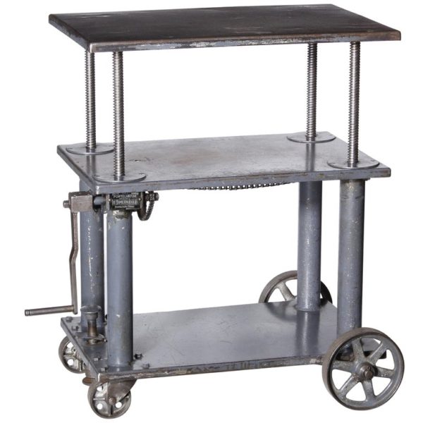 Vintage Rolling Adjustable Bar Cart - Vintage Industrial by Get Back, Inc