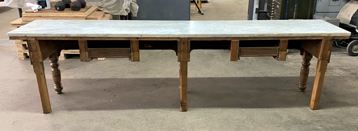 Antique Marble Top Baker's Table - Vintage Industrial by Get Back, Inc