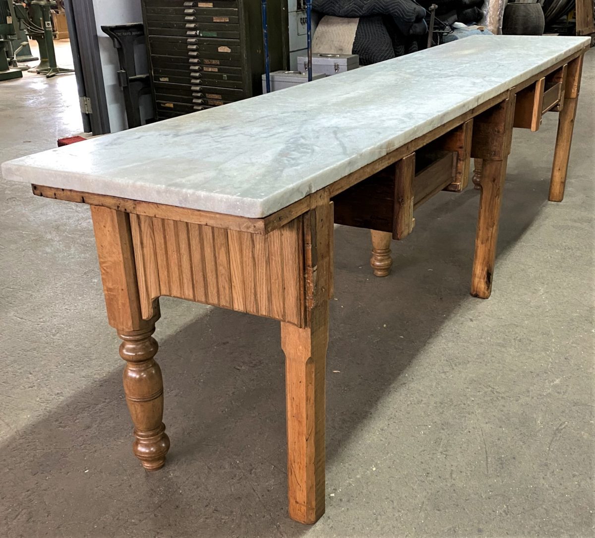 Antique Marble Top Baker's Table - Vintage Industrial by Get Back, Inc