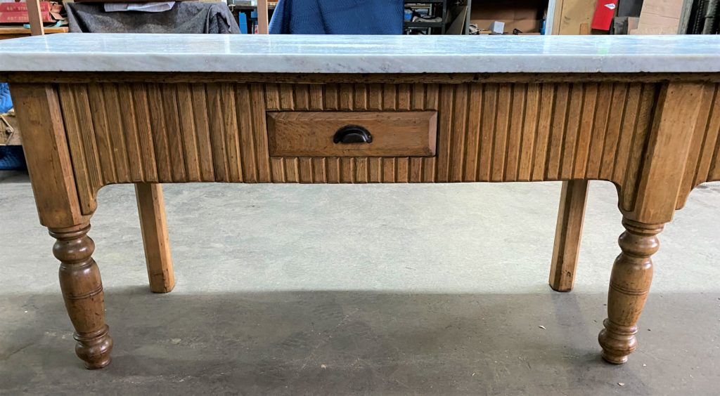 Antique Marble Top Baker's Table - Vintage Industrial by Get Back, Inc