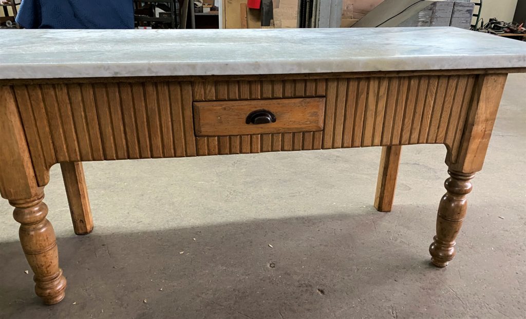 Antique Marble Top Baker's Table - Vintage Industrial by Get Back, Inc