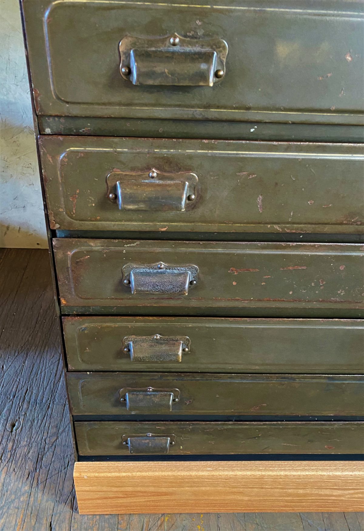 Vintage Industrial Oak & Steel Flat File Cabinet - Vintage Industrial ...
