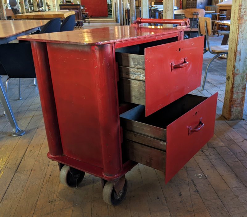 Industrial Red Bar Cart - SOLD - Vintage Industrial by Get Back, Inc