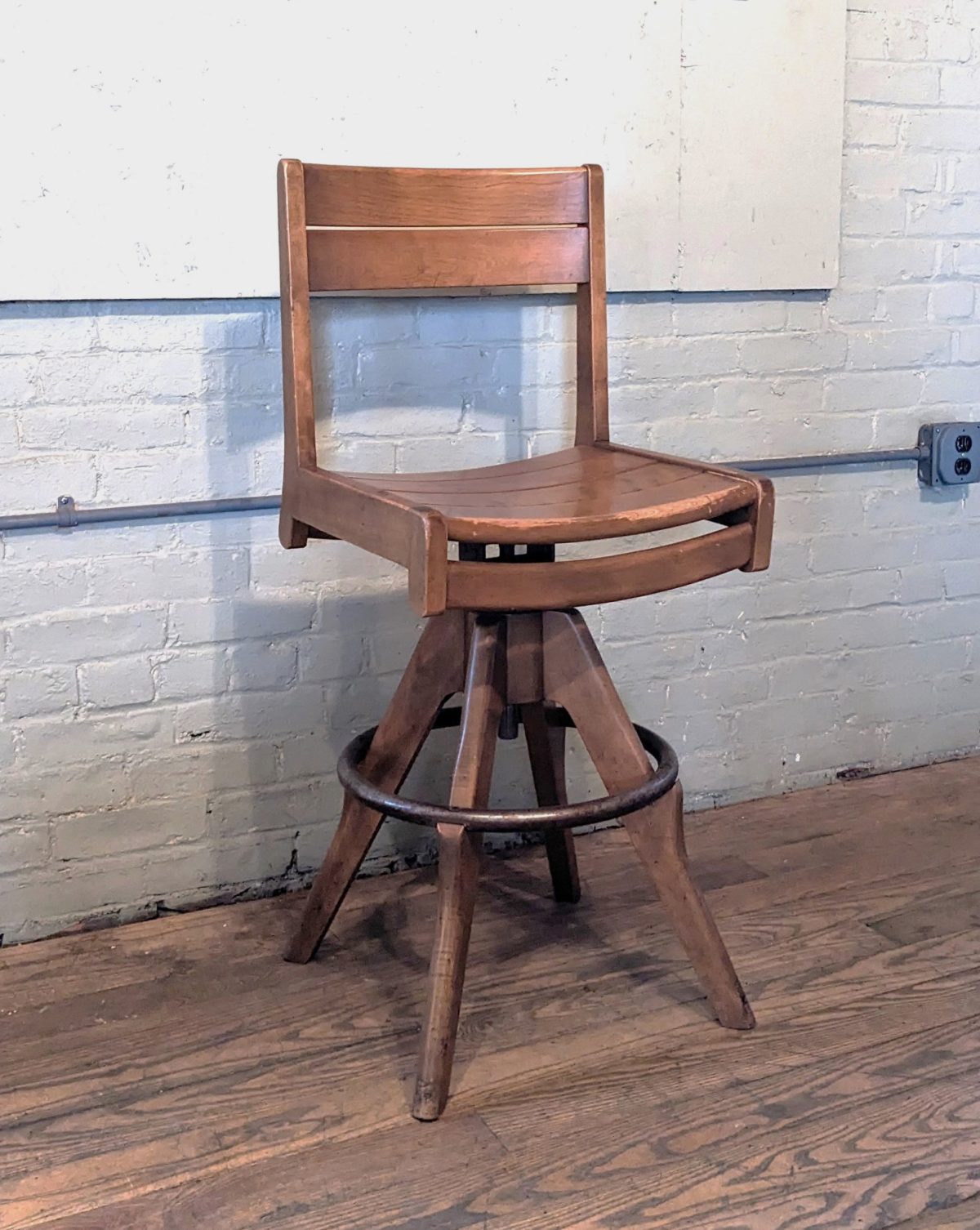 Vintage Adjustable Maple Drafting / Bar Stool - SOLD - Vintage ...