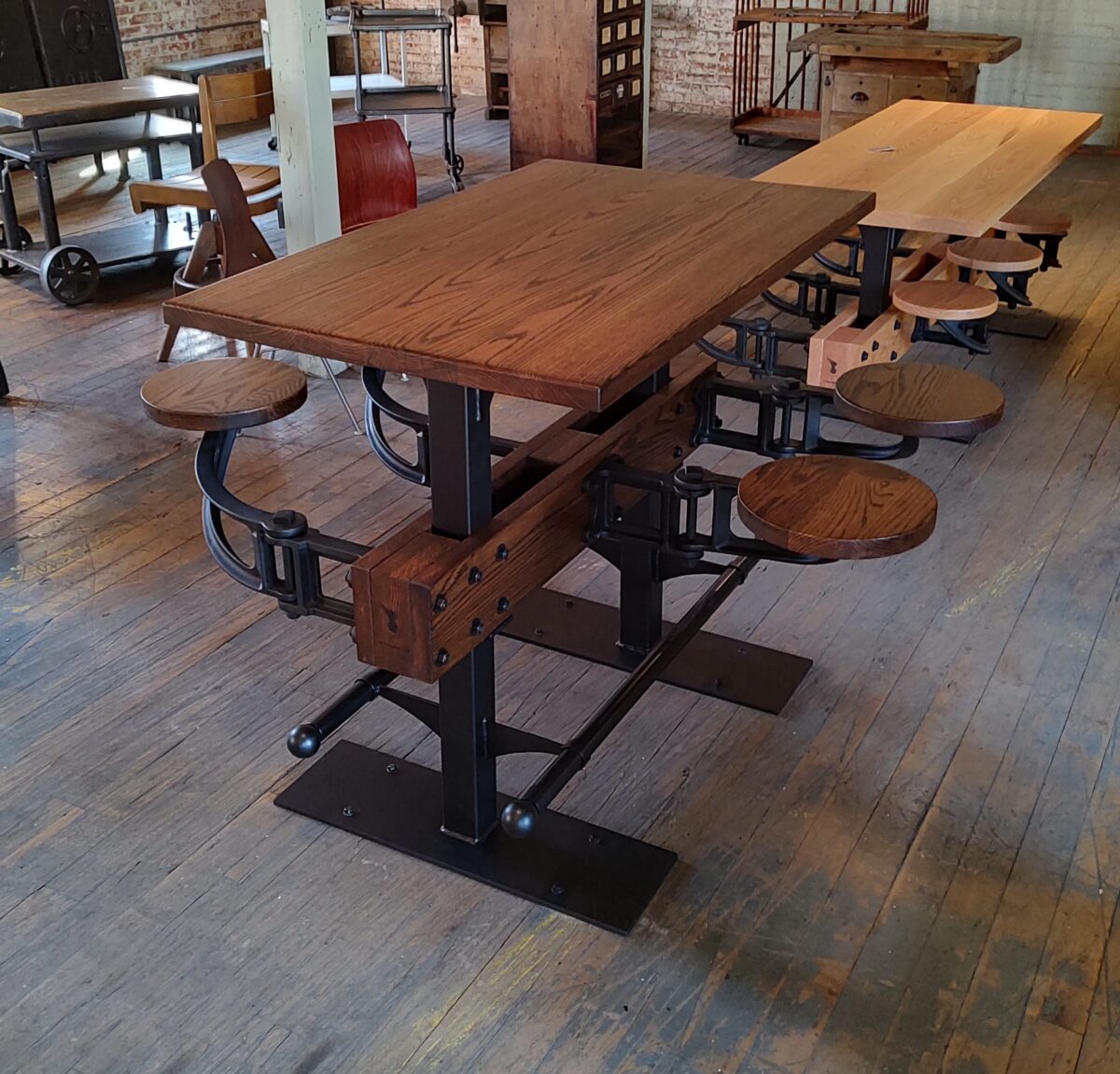 The Original Swing-Out Seat Table - Bar Height in Red Oak - Vintage ...