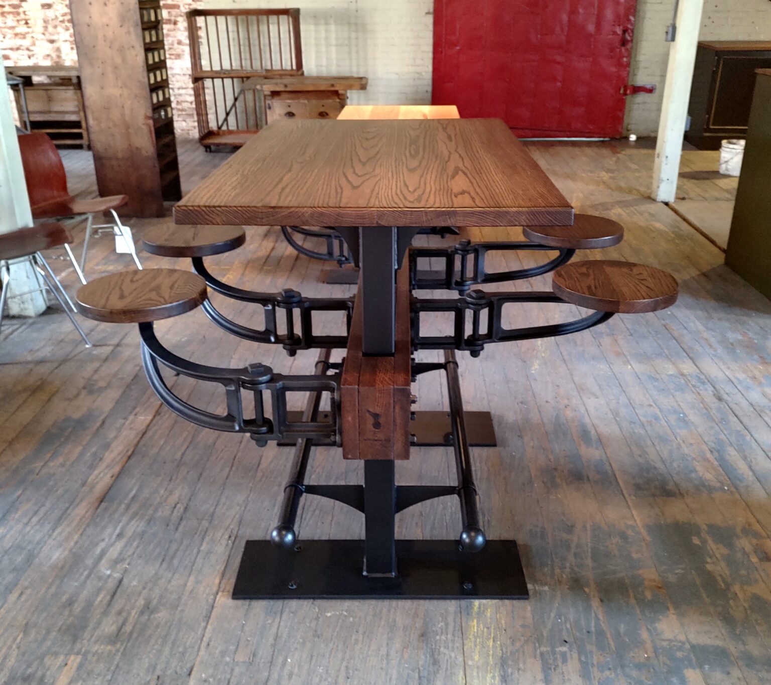 The Original Swing-Out Seat Table - Bar Height in Red Oak - Vintage ...