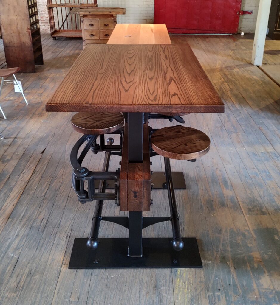 The Original Swing-Out Seat Table - Bar Height in Red Oak - Vintage ...