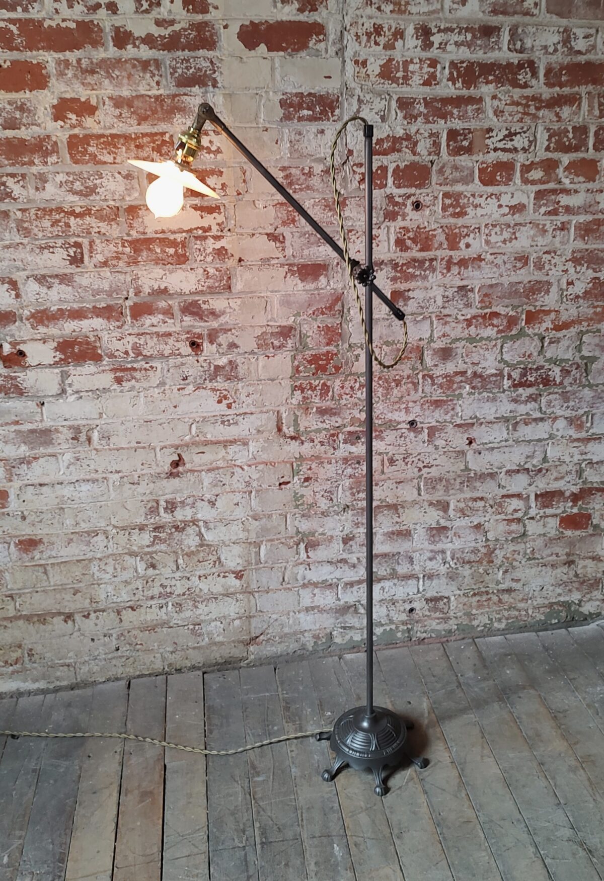 Vintage Adjustable Floor Lamp with Claw Foot Base - Vintage Industrial ...