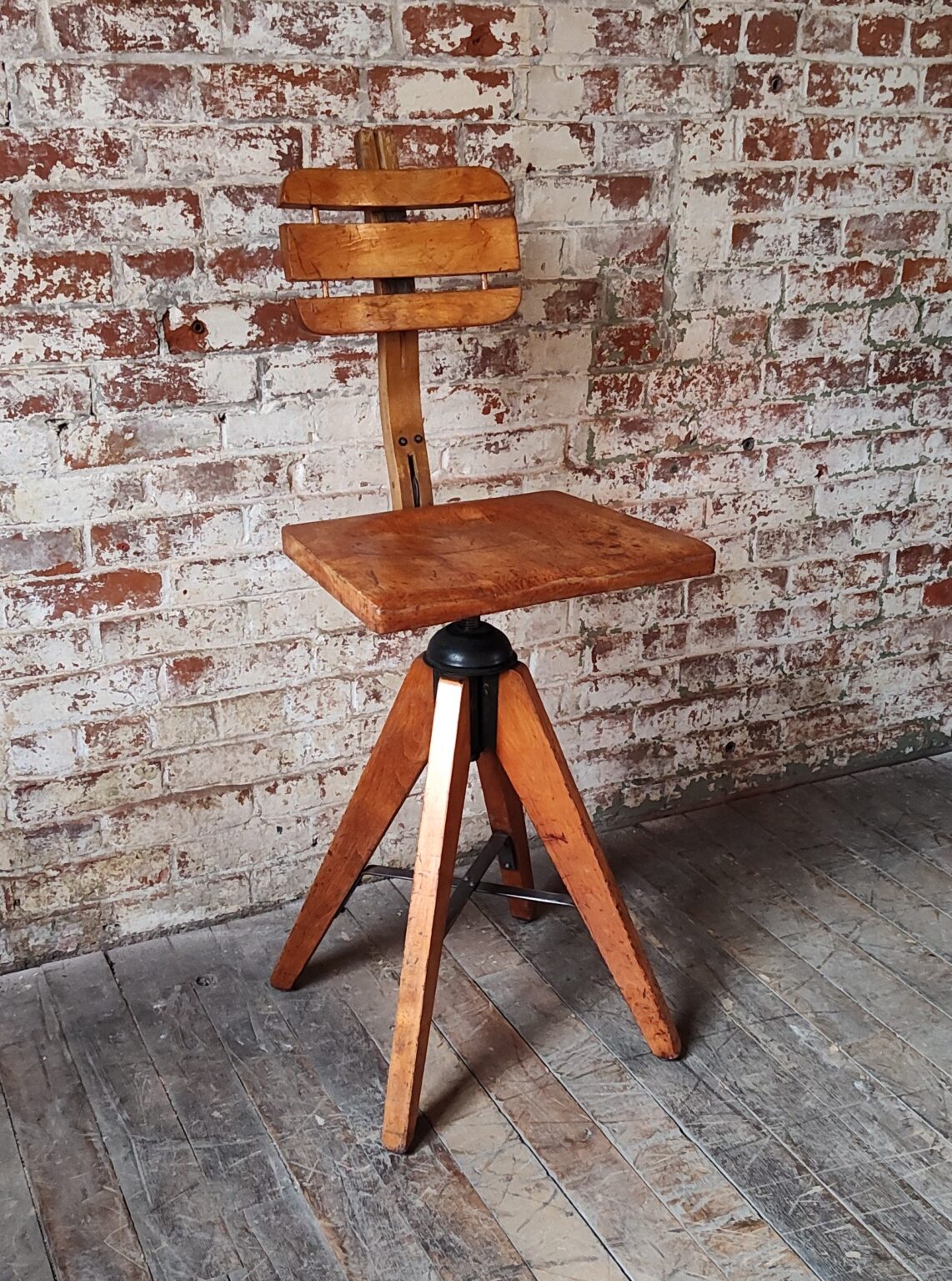 Antique Drafting Stool by Cook of Cambridge, MA - Vintage Industrial by Get Back, Inc