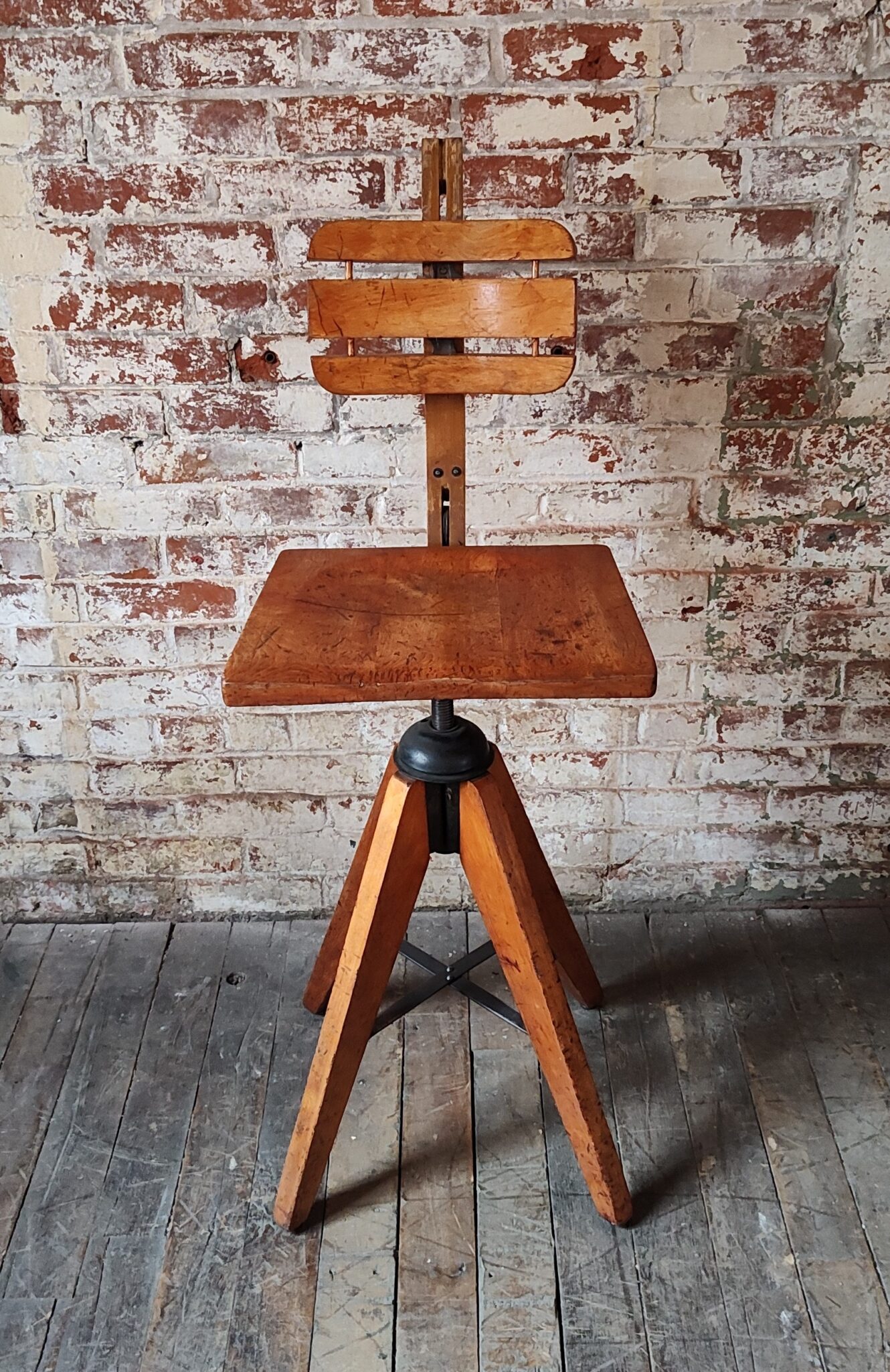 Antique Drafting Stool by Cook of Cambridge, MA - Vintage Industrial by Get Back, Inc