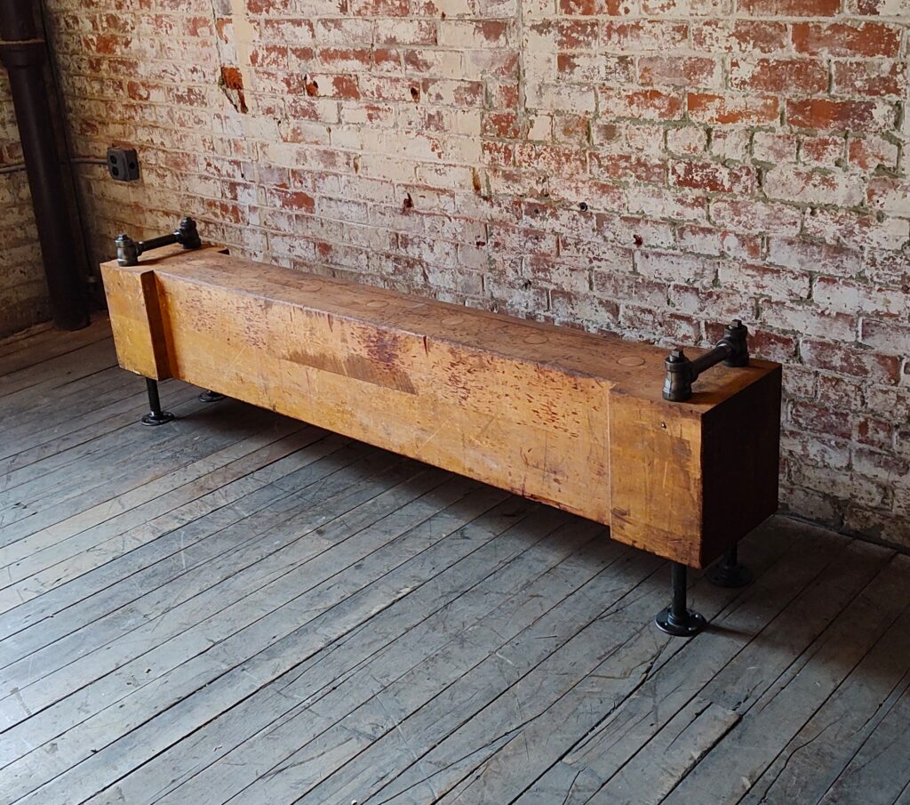 Vintage Industrial Maple & Steel Bench - SOLD - Vintage Industrial by ...