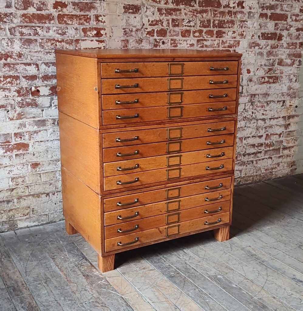 Vintage 3 Tier Oak Blueprint / Flat File Cabinet - SOLD - Vintage ...