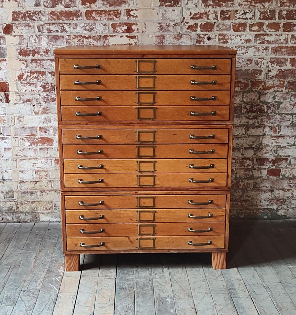 Vintage 3 Tier Oak Blueprint / Flat File Cabinet - SOLD - Vintage ...