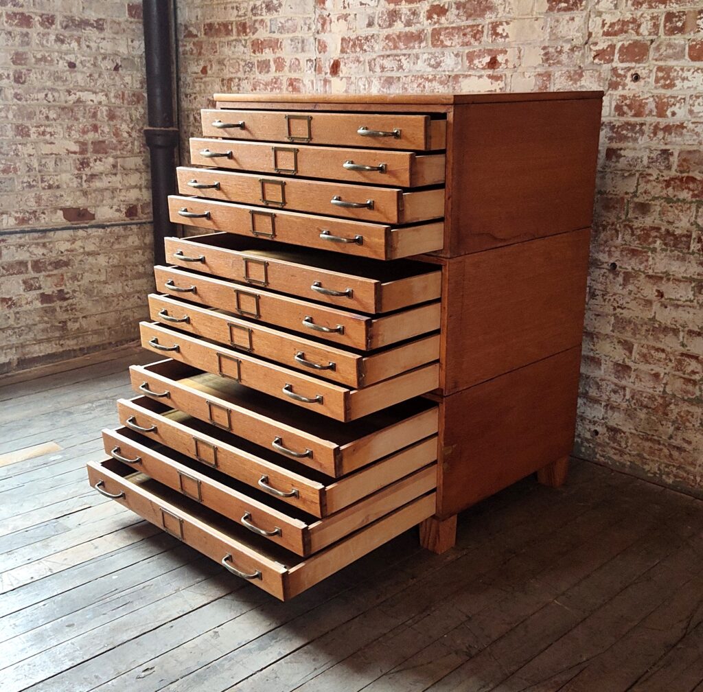 Vintage 3 Tier Oak Blueprint / Flat File Cabinet - SOLD - Vintage ...