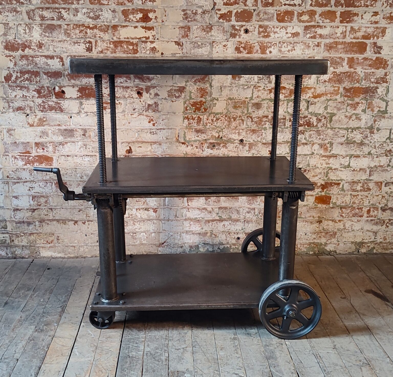 Vintage Industrial Adjustable Rolling Bar Cart - SOLD - Vintage ...