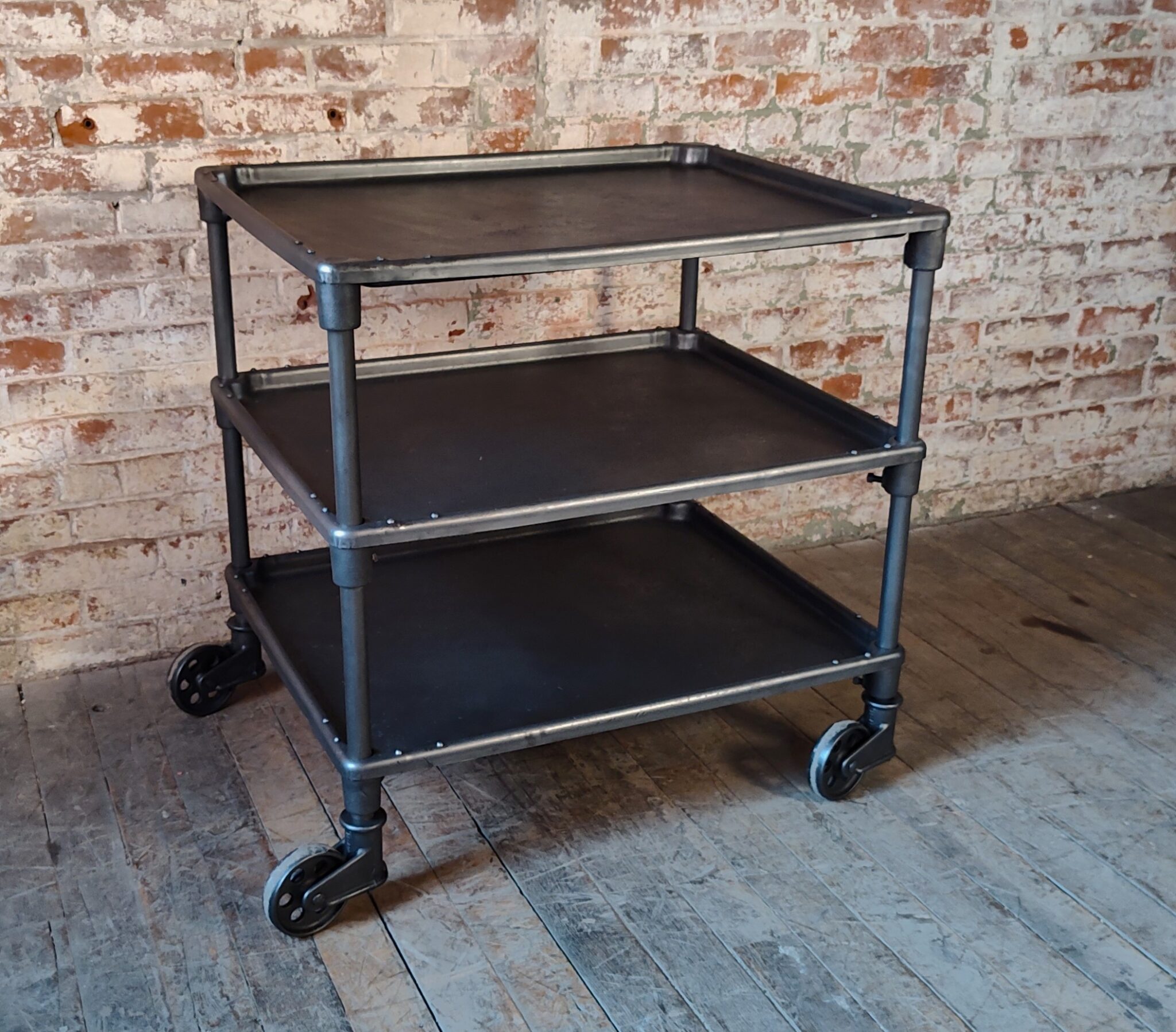 Vintage Industrial Three-Tier Rolling Bar Cart - SOLD - Vintage ...