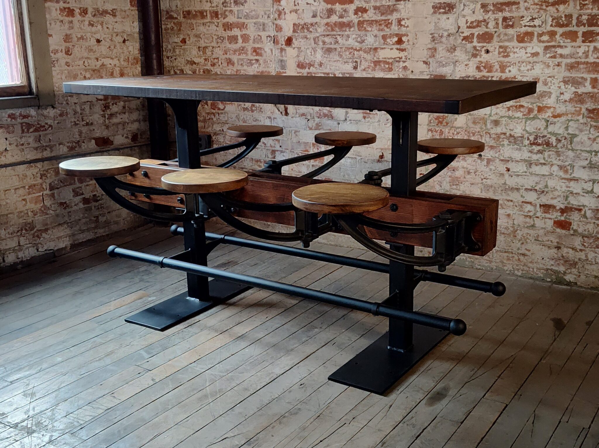 The Original Swing-Out Seat Table – Bar Height with Pine Top - Vintage ...