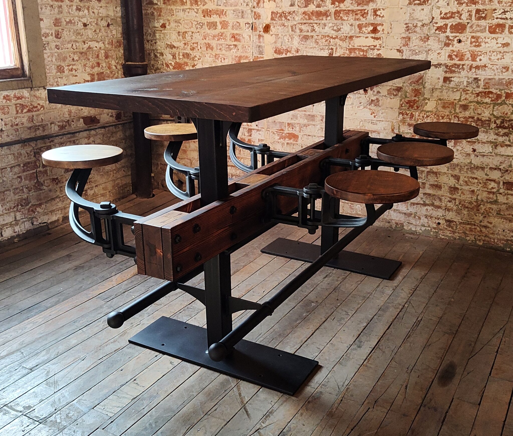The Original Swing-Out Seat Table – Bar Height with Pine Top - Vintage ...