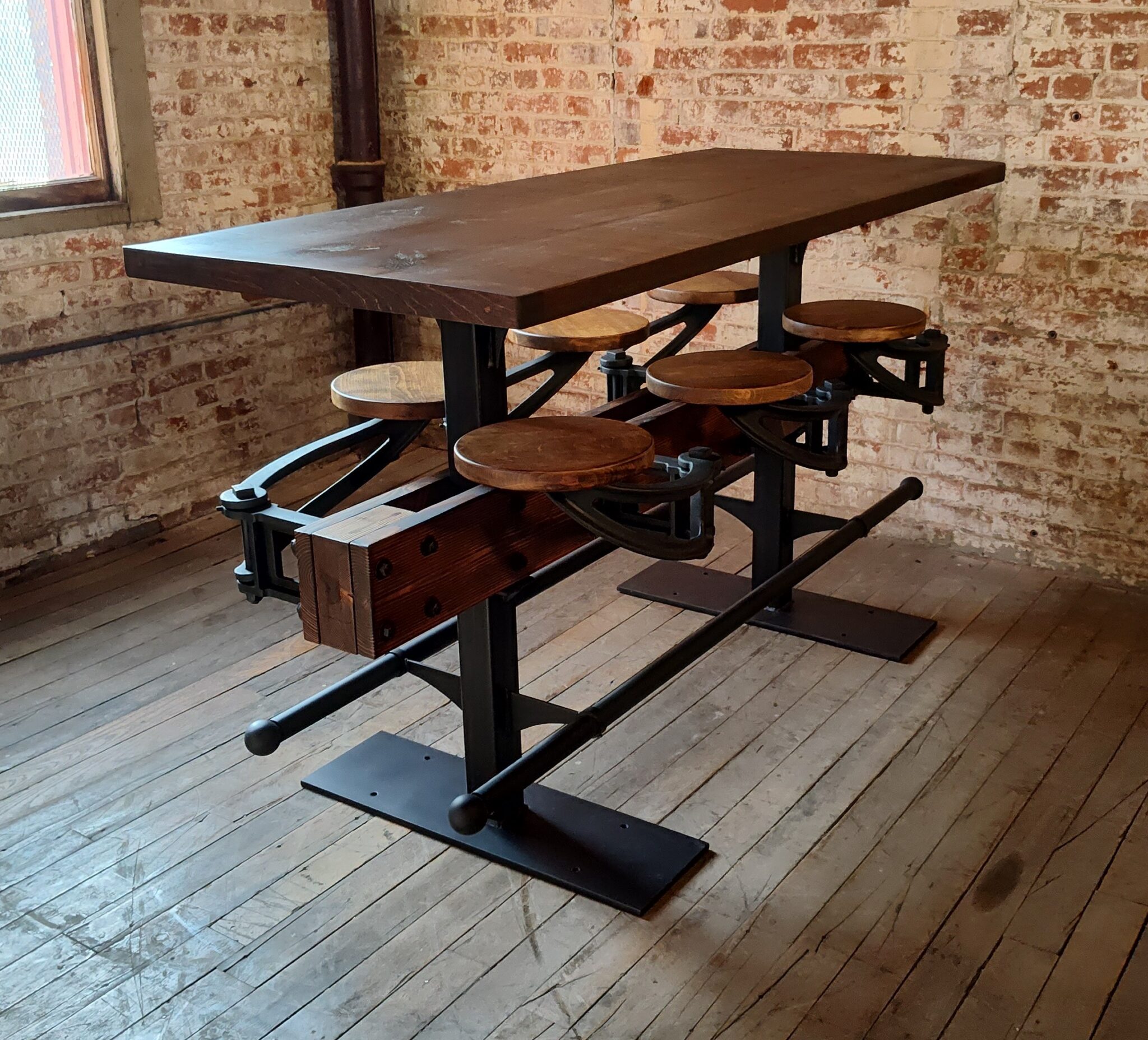 The Original Swing-Out Seat Table – Bar Height with Pine Top - Vintage ...