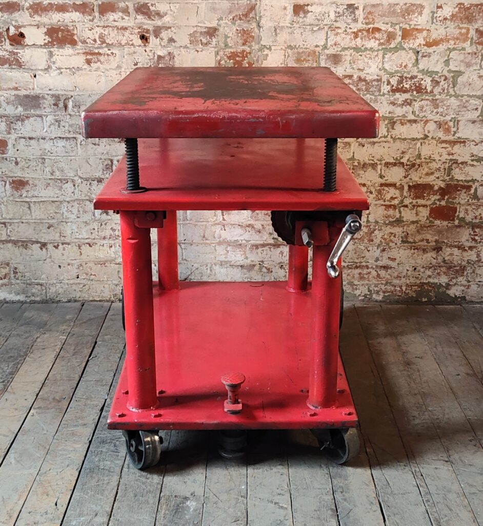 Vintage Industrial Adjustable Steel Rolling Bar Cart - SOLD - Vintage ...