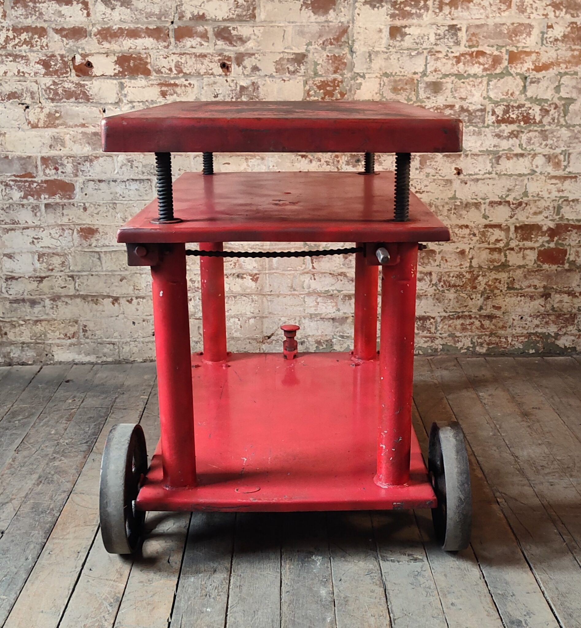 Vintage Industrial Adjustable Steel Rolling Bar Cart - SOLD - Vintage ...