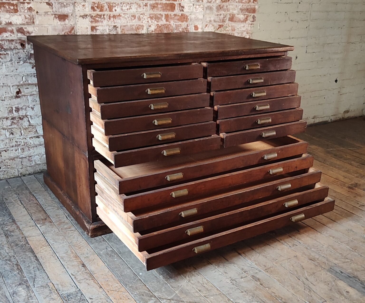 Vintage Double Stack Flat File with Brass Handles - SOLD - Vintage ...