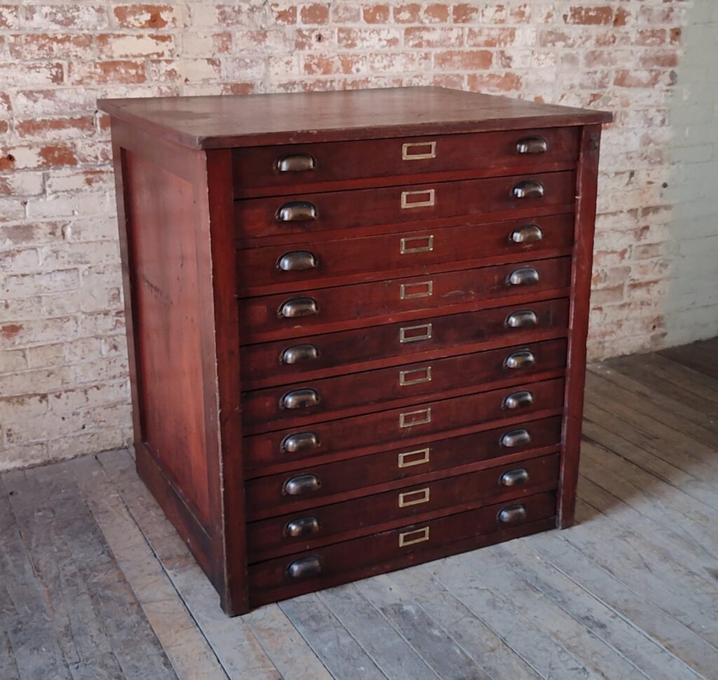 Vintage Wooden Flat File with 10 Drawers - SOLD - Vintage Industrial by ...