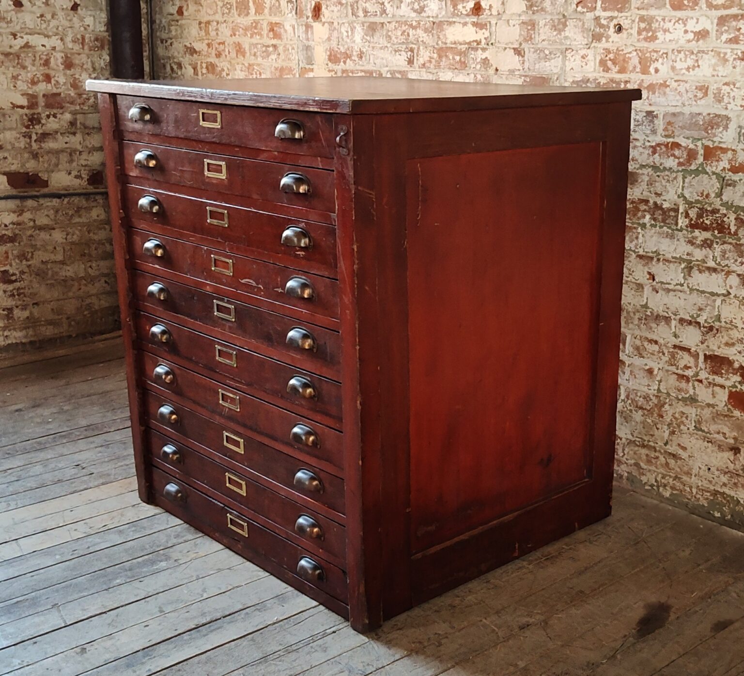 Vintage Wooden Flat File with 10 Drawers - SOLD - Vintage Industrial by ...