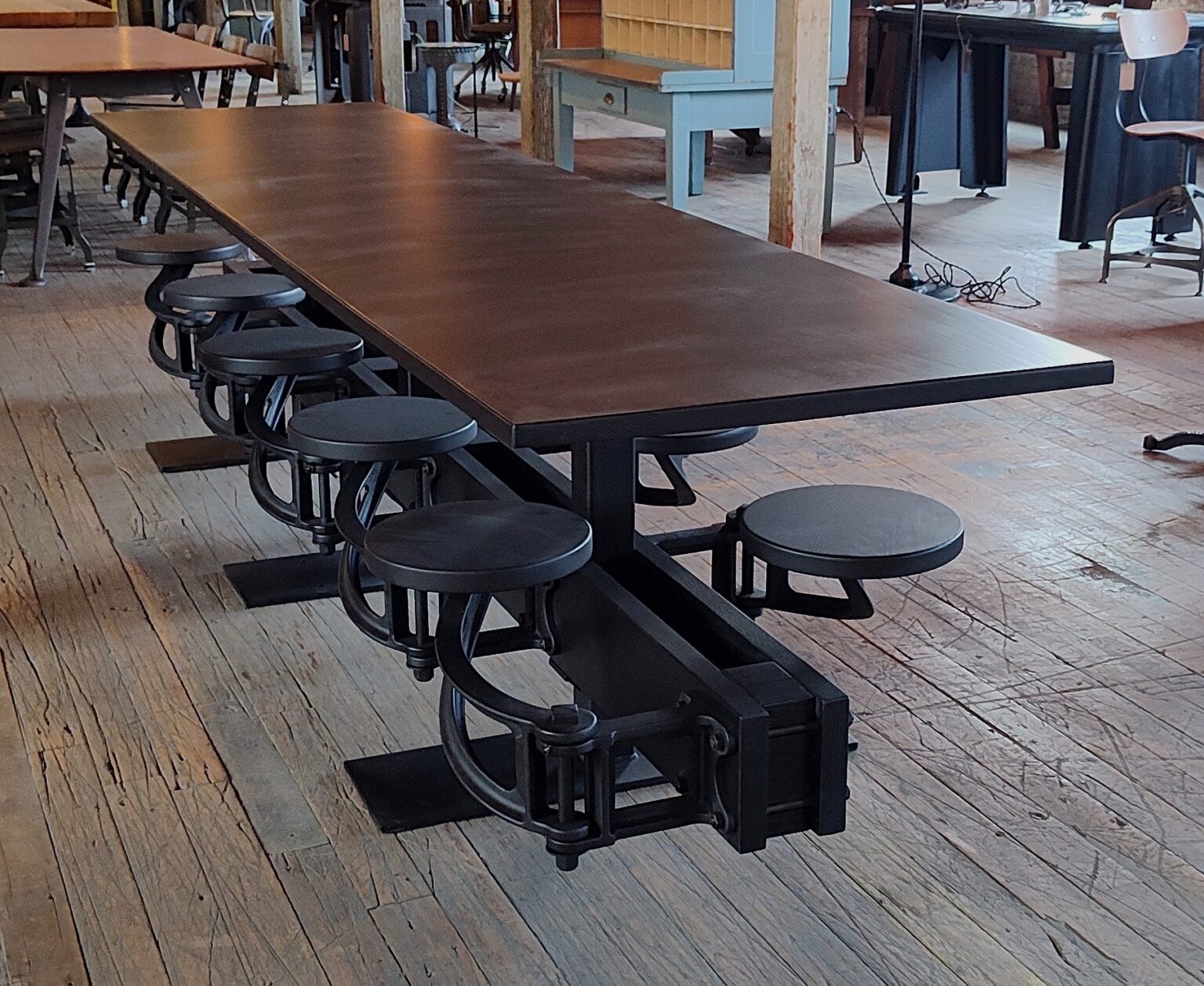 The Original Swing-Out Seat Table – Triple Black with 10 Seats ...
