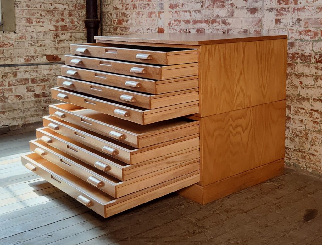 Double Stack Oak Flat File Cabinet - SOLD - Vintage Industrial by Get ...